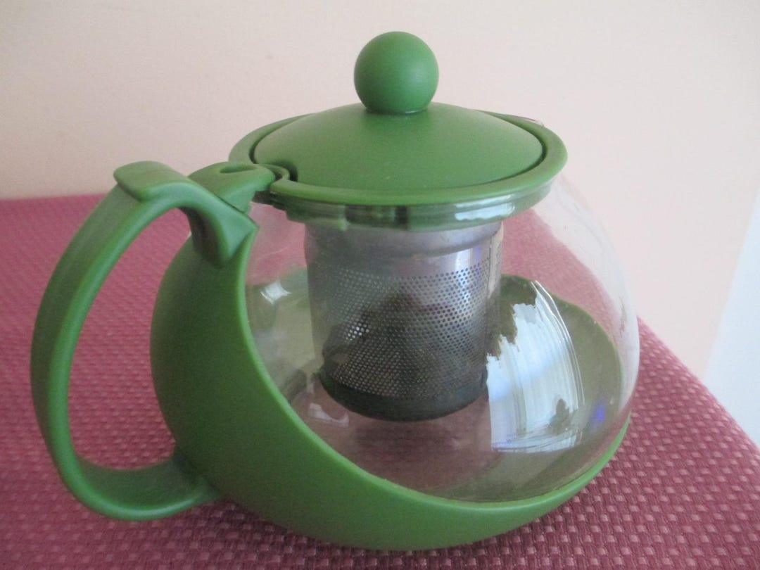 Teapot With Infuser, 1990's Green Plastic and Glass, Retro Barista ...