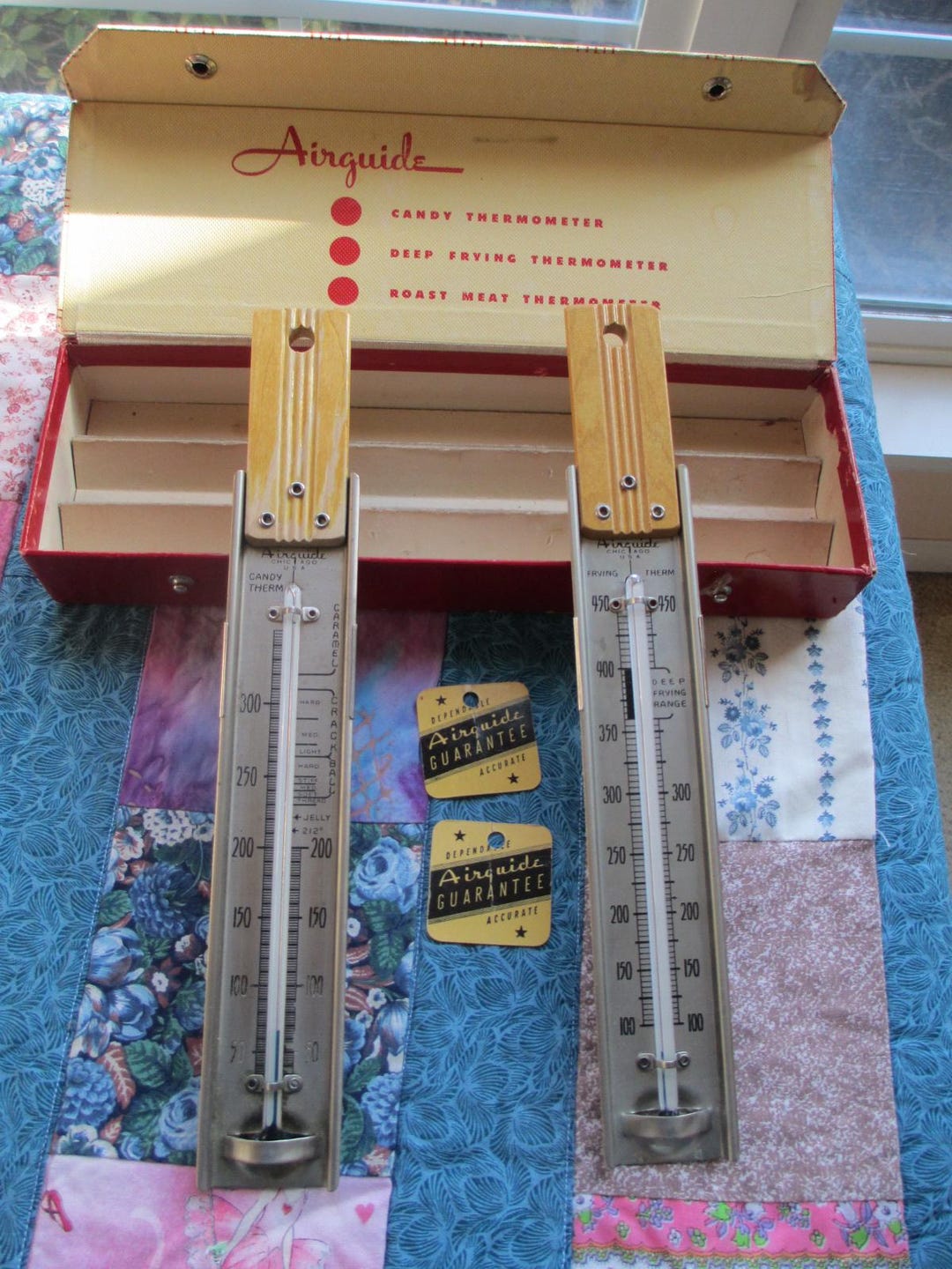 Vtg AIRGUIDE COOKING THERMOMETER Set in Original Box, Candy and Deep ...