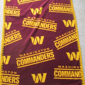 WASHINGTON COMMANDERS Baby Blanket, Fleece With Hand Crocheted Edging ...