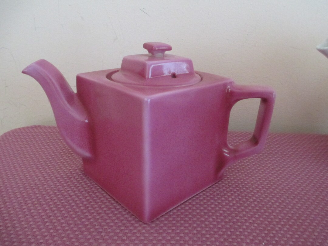 AVCO Square TEAPOT, 1920's Art Deco Porcelain, Vintage Antique, Pink ...