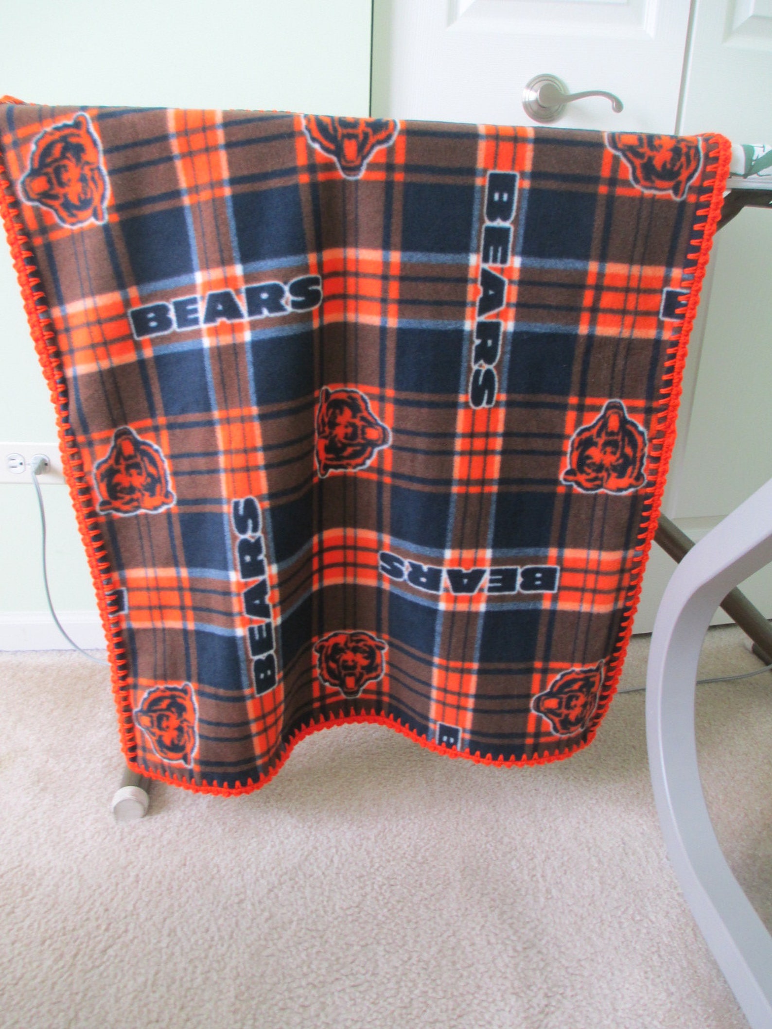 CHICAGO BEARS Baby Blanket Fleece with Hand Crocheted Edging | Etsy