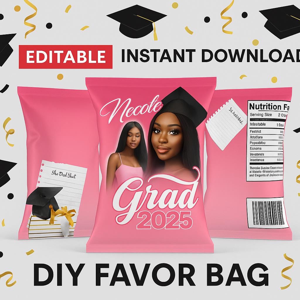 15 Editable Graduation Chip Bag Design | Instant Download | DIY Party ...
