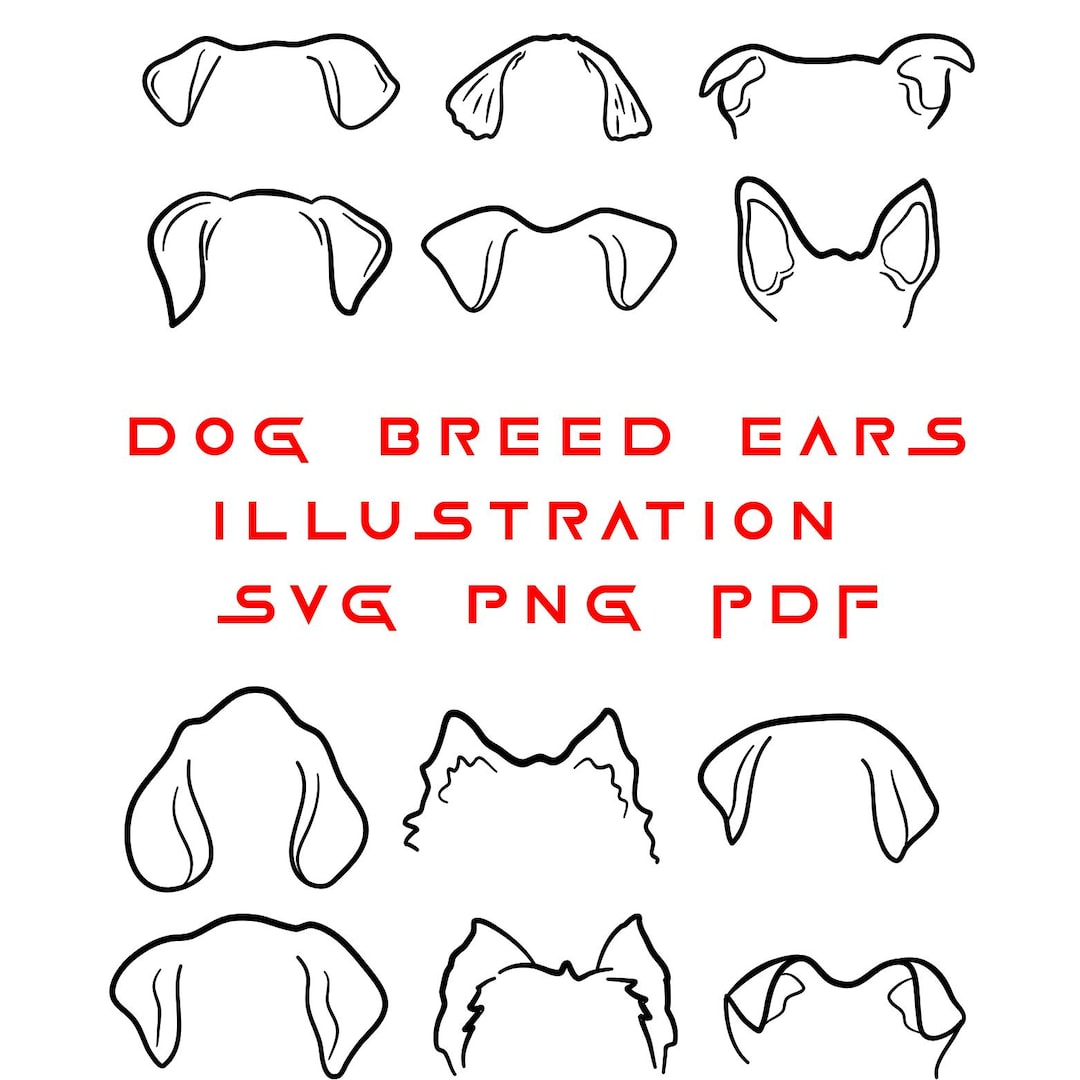 Dog Breed Ears SVG | Hand Drawn | Dog Ears Outline Bundle | Svg Clipart ...