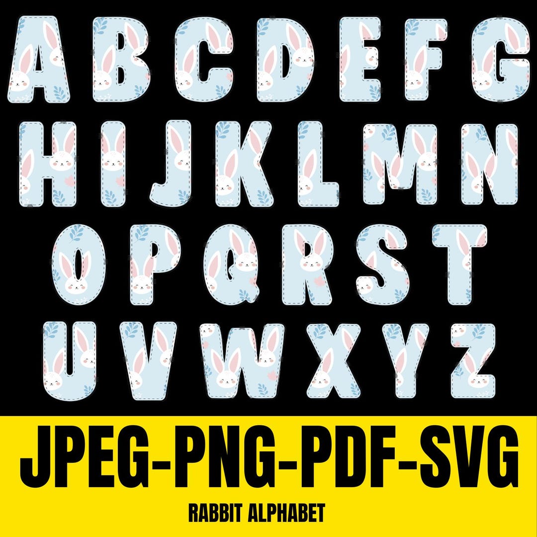 Kindergarten Bunny Alphabet Design, Alphabet Png, Rabbit Design Digital ...