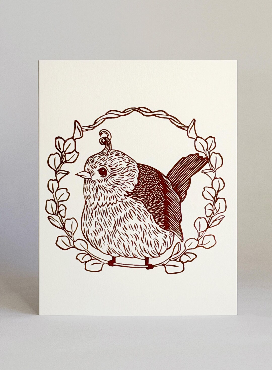 Garland Bird- Handmade Linocut Print Greeting Card - Etsy