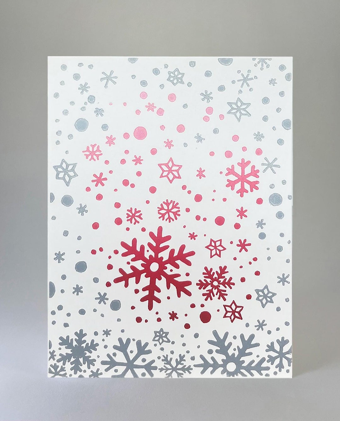 Snowflakes Handmade Linocut Print Greeting Card - Etsy