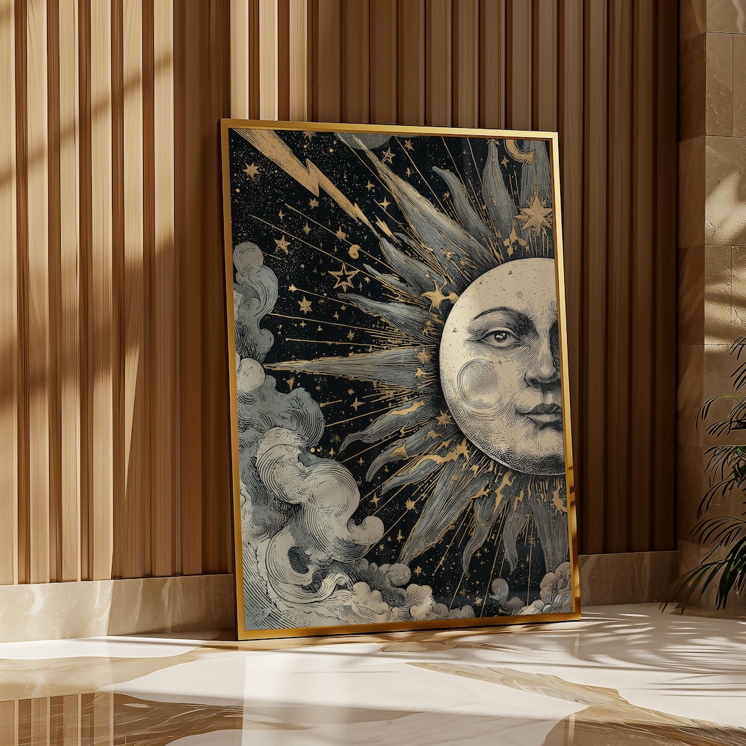 Vintage Sun Art Print | Celestial Wall Decor | Gothic Solar ...