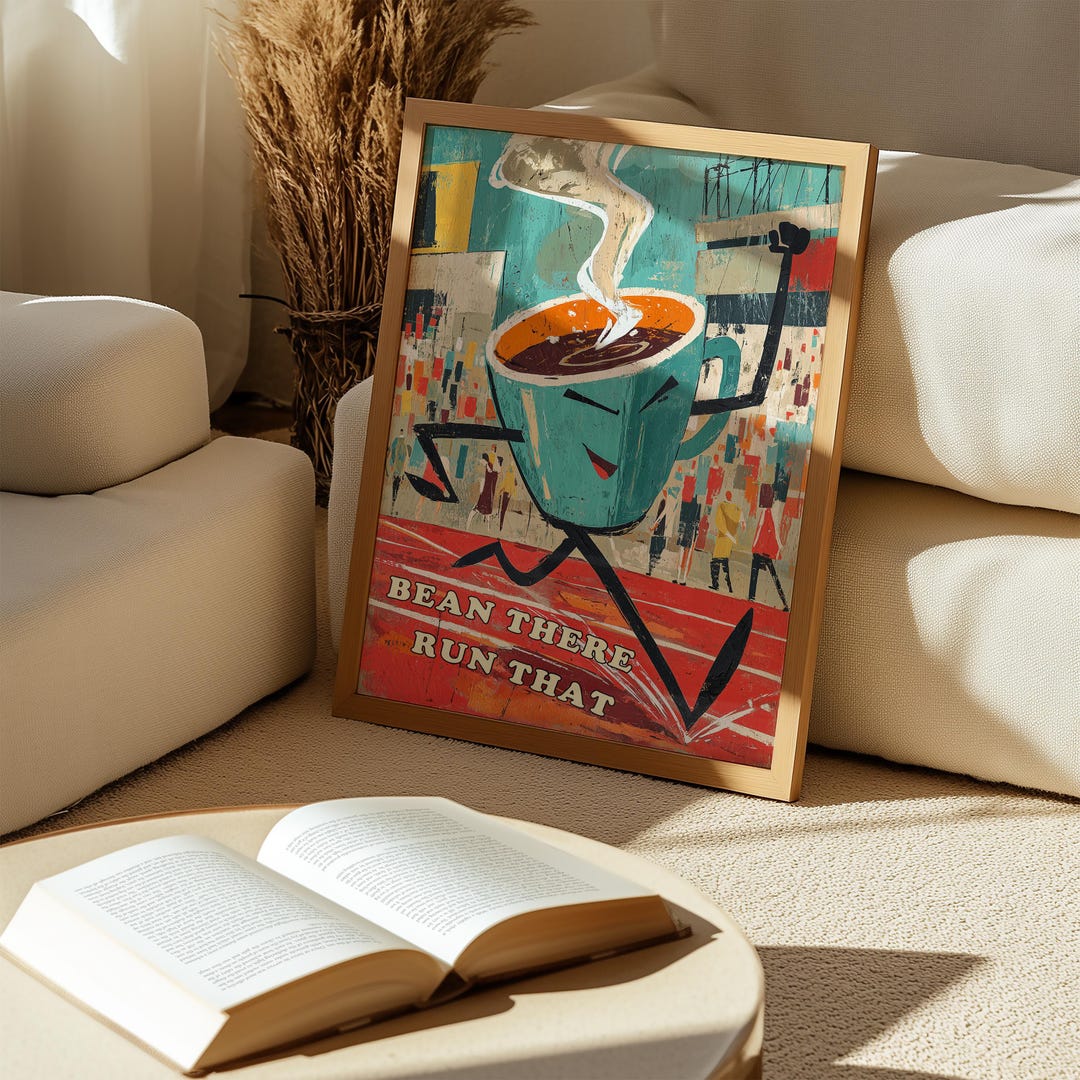 Bean There, Run That Poster – Funny Running & Coffee Print – Quirky Run ...