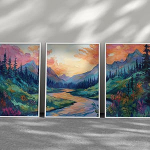 Snowdonia National Park Print - Set of 3 Vibrant Modern Landscape ...