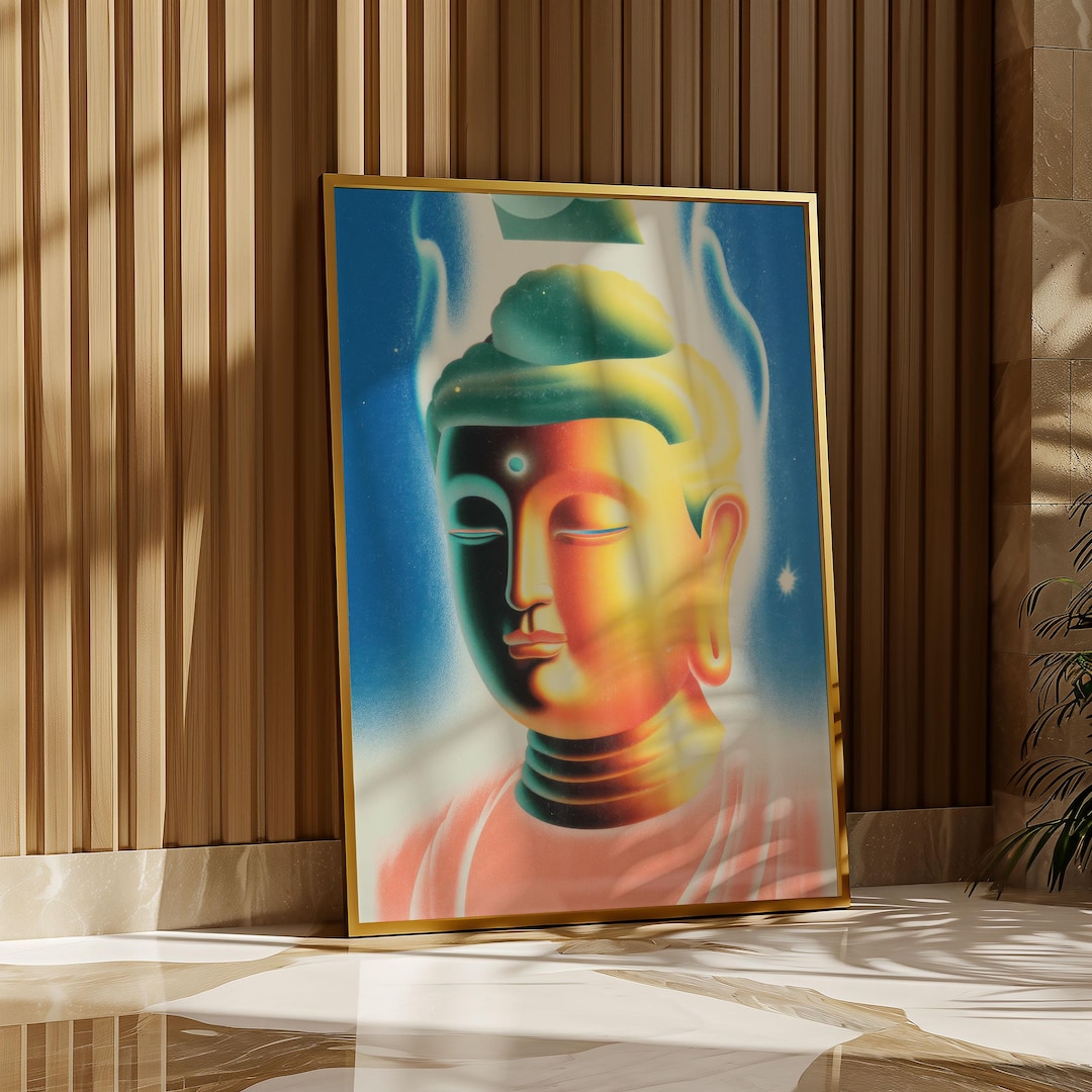Vaporwave Psychedelic Buddha Wall Art Print – Spiritual Enlightenment ...