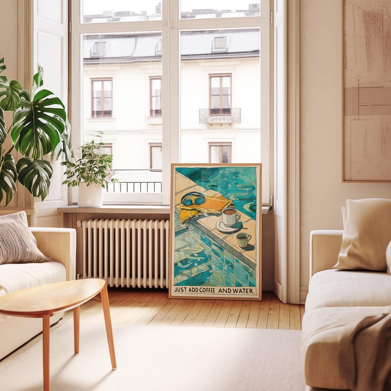 Funny Swimmer Coffee & Pool Art Print - Quirky Swim Lover Gift - Etsy