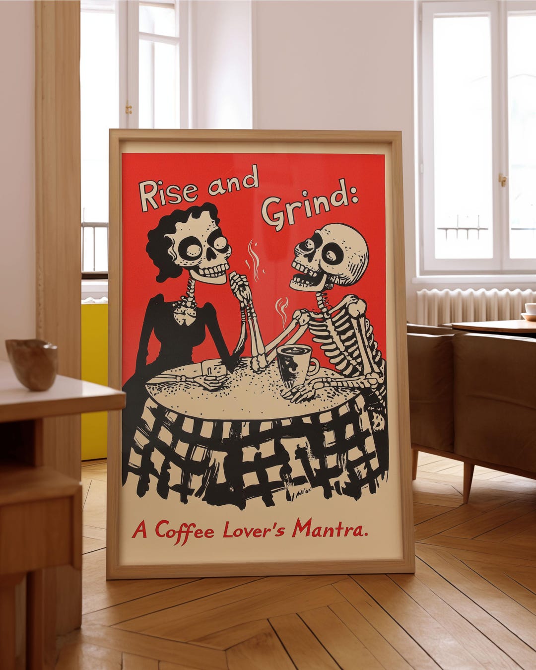 Vintage Macabre Skeleton Coffee Art Print: Dark Humor Cafe Decor - Etsy
