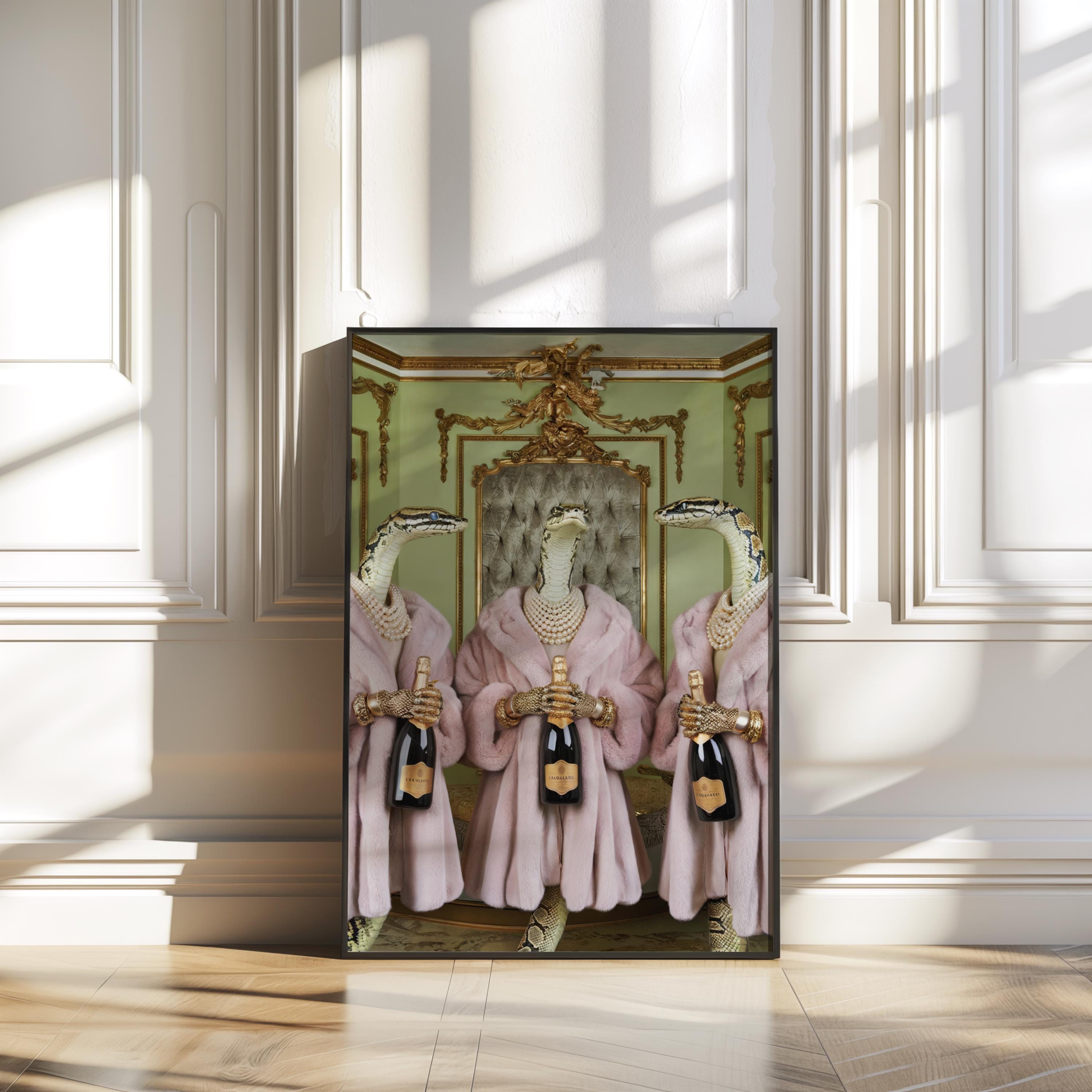 Luxury Surreal Snake Art Print,funny Animal Wall Art,reptile Poster ...