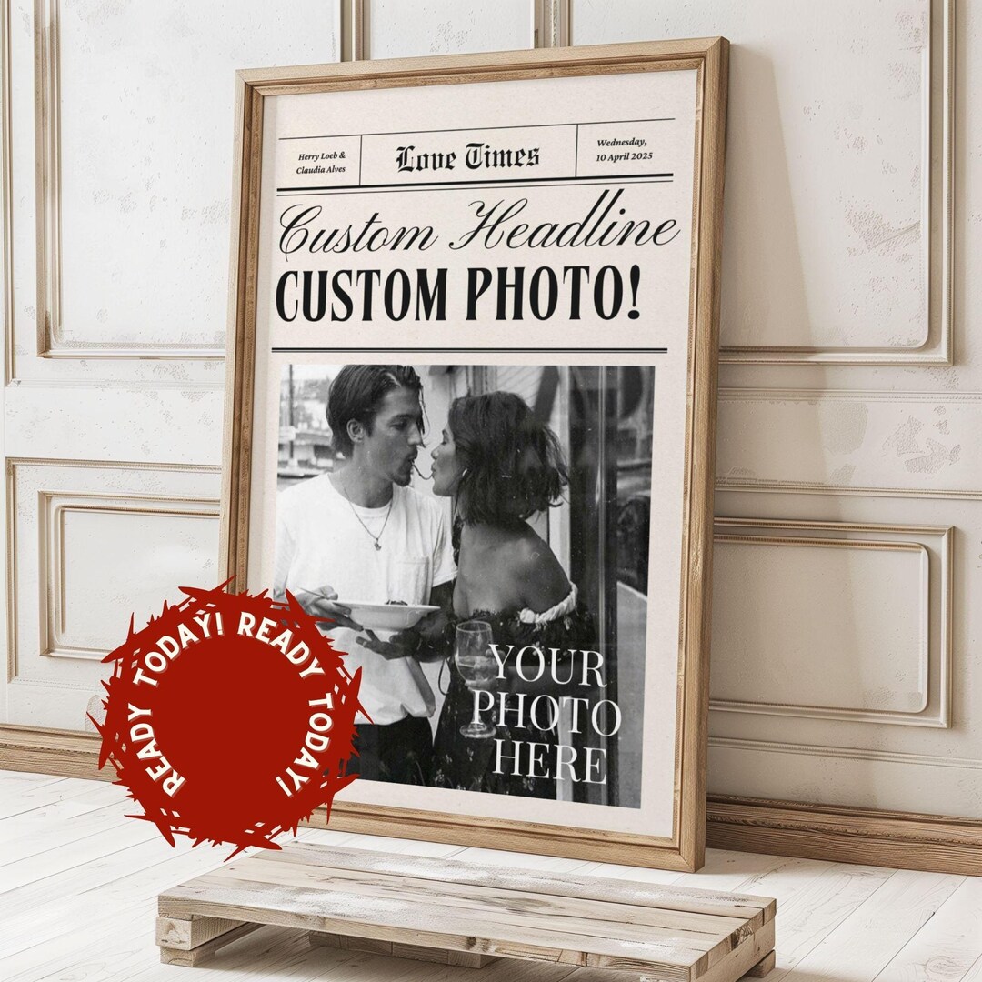 Personalized Couple Newspaper Sign, Editable Valentine Newspaper ...