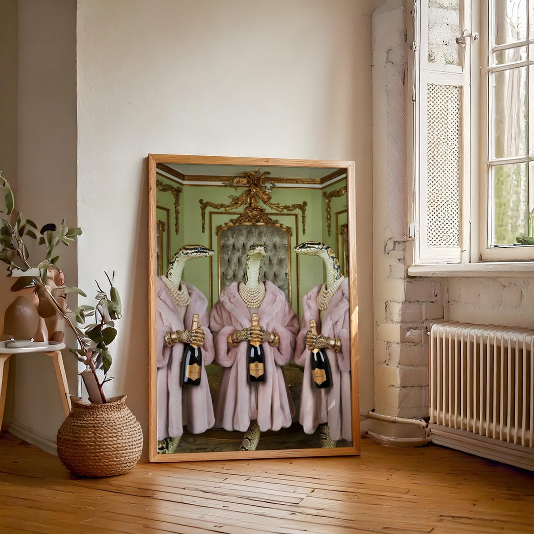 Luxury Surreal Snake Art Print,funny Animal Wall Art,reptile Poster ...