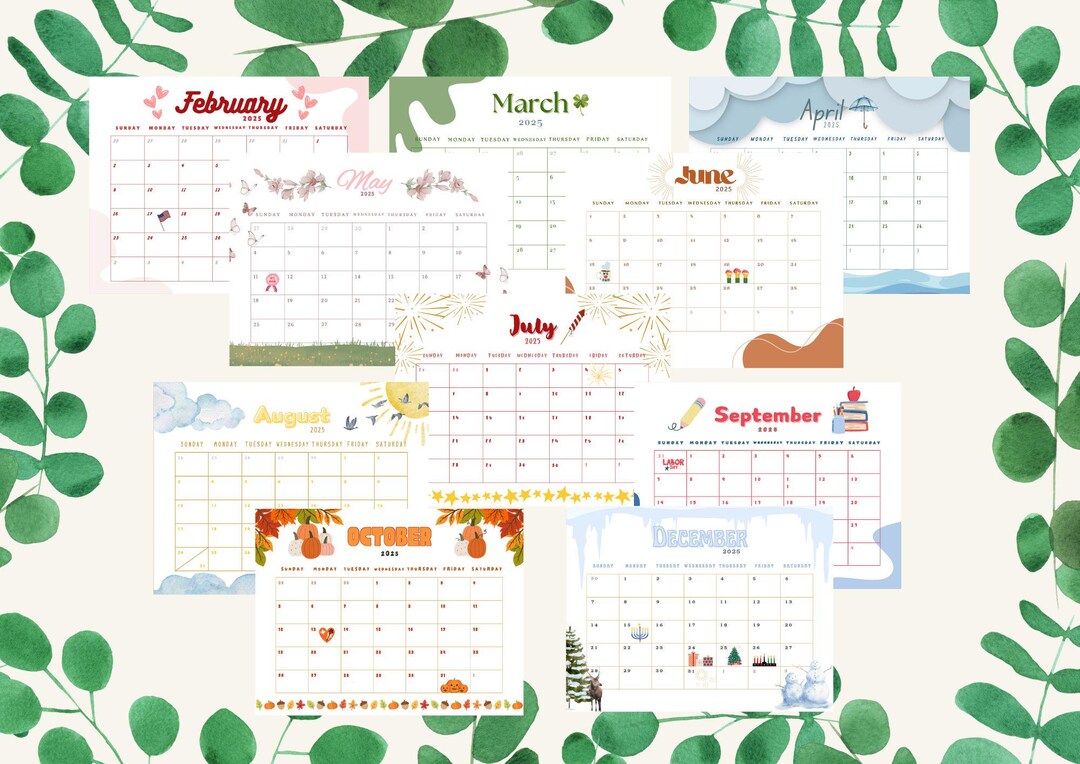 Fun Printable Educational 2025 Calendar, Minimalistic Calendar for ...