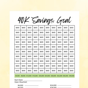 Savings Challenge, Save 40,000 at Your Own Pace, 40K Savings Tracker ...