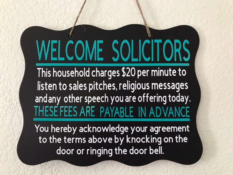 Funny front door sign Funny No Soliciting Sign Solicitors | Etsy