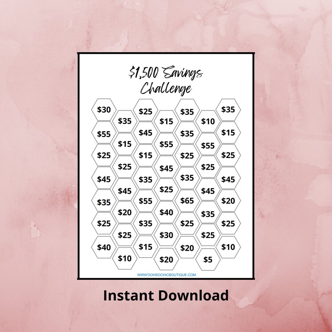 Savings Challenge, Save 1,500 in 30 Days, 1,500 Savings Tracker, Money ...