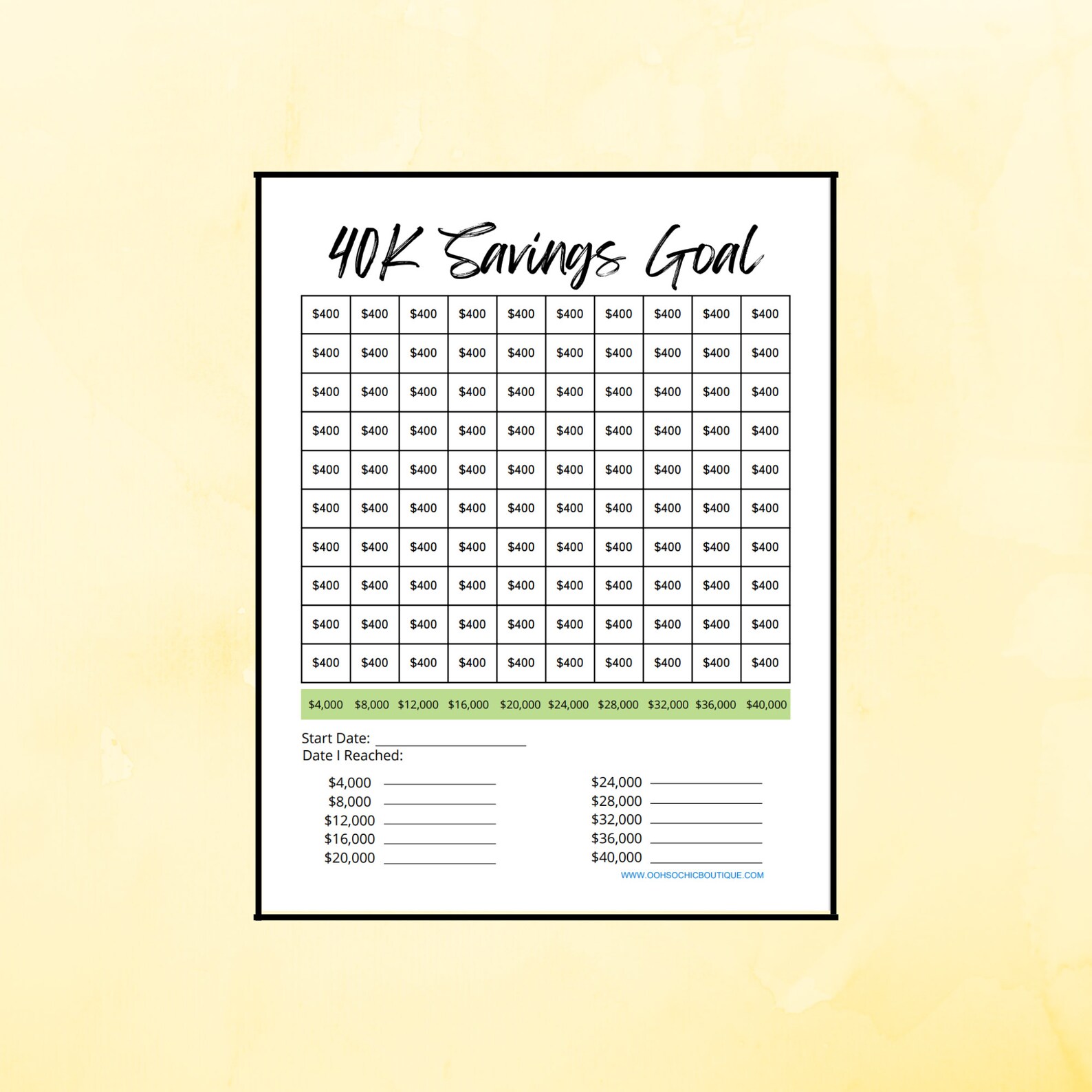 Savings Challenge Save 40000 at Your Own Pace 40K Savings - Etsy