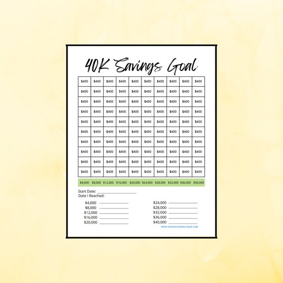 Savings Challenge Save 40000 at Your Own Pace 40K Savings - Etsy