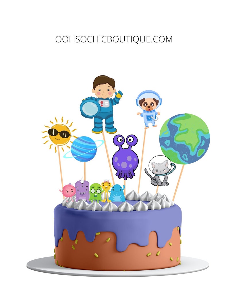Topper de pastel espacial imprimible, centros de mesa espaciales ...