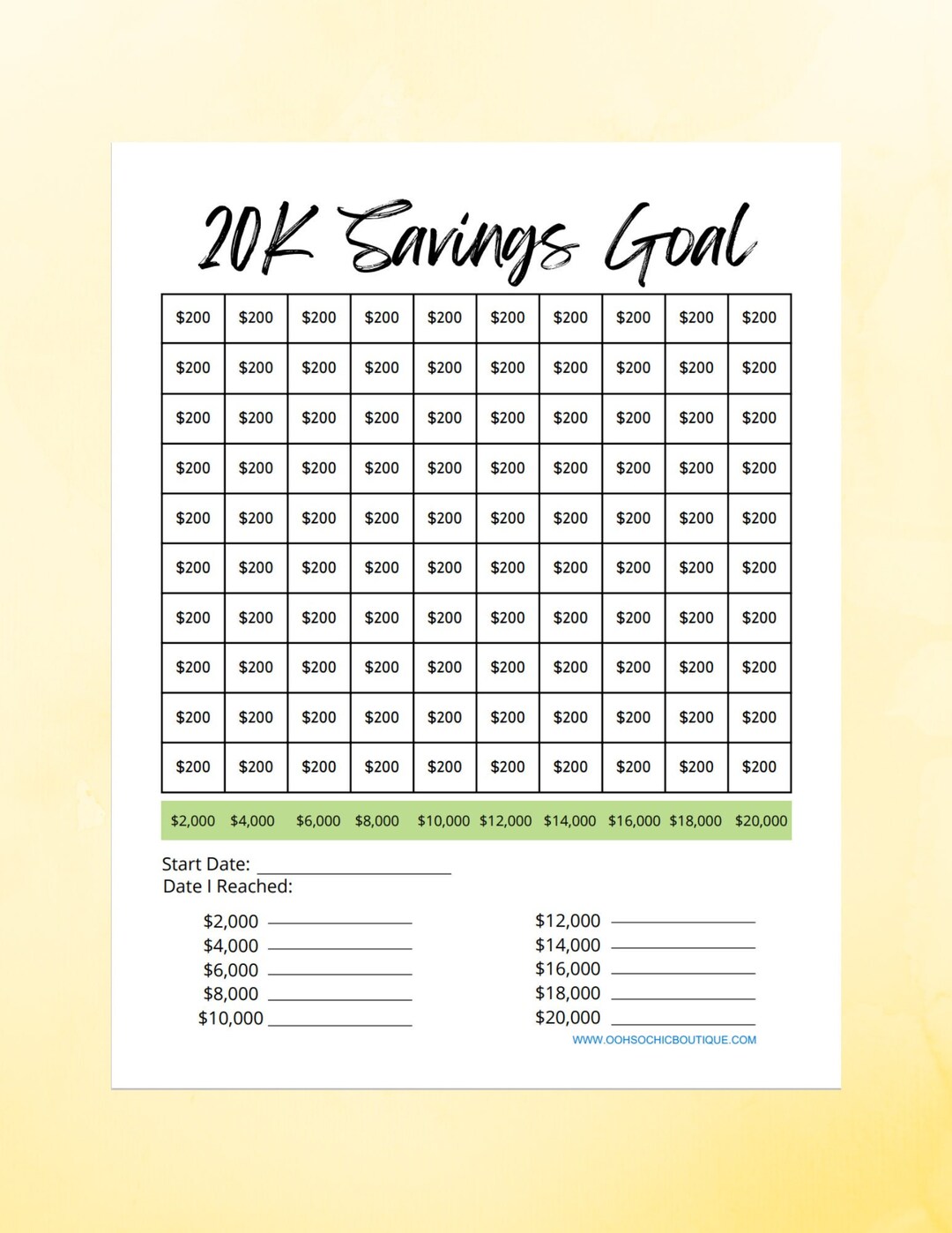 Savings Challenge Save 20000 In 100 Days 20000 Savings Etsy