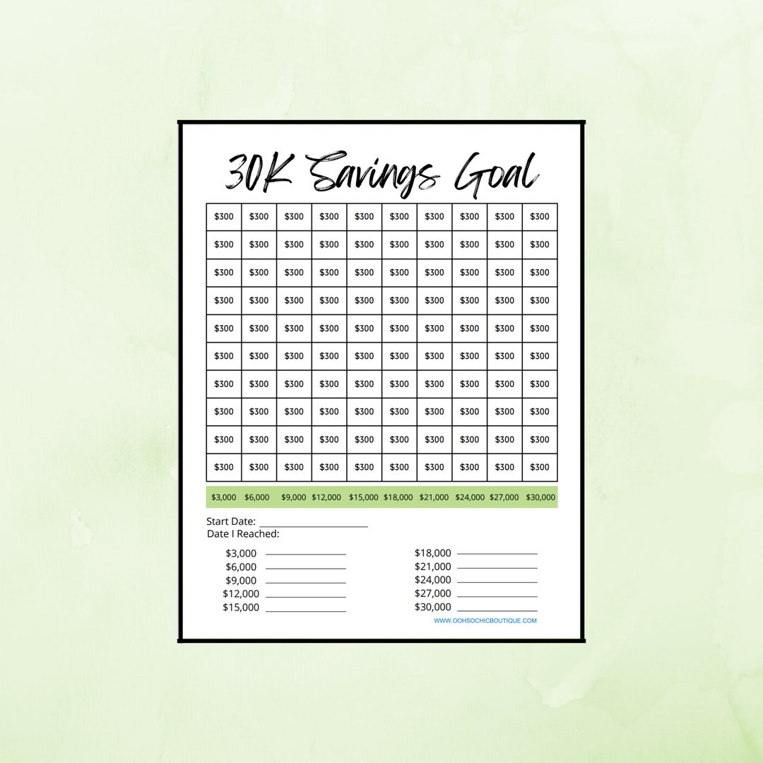 Savings Challenge Save 30000 at Your Own Pace 30K Savings - Etsy