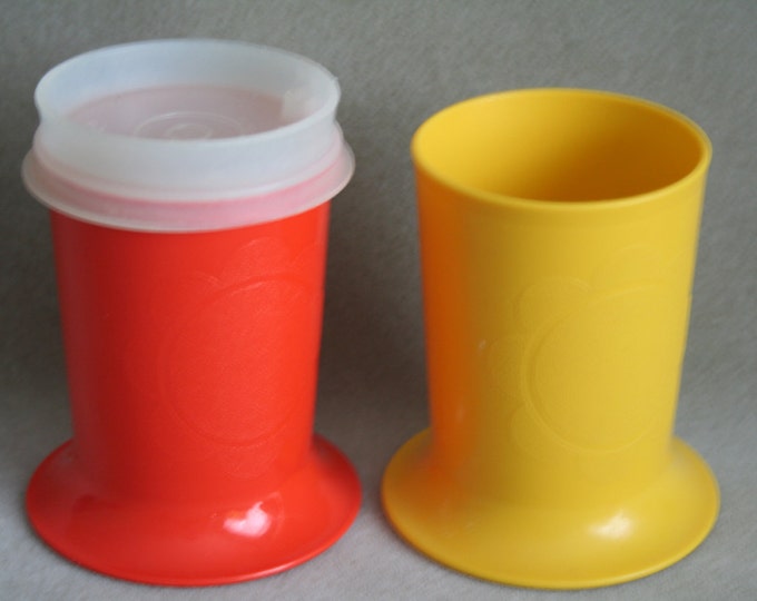 Tupperware Orange Yellow Sippy Cups Tumbler and Lid - Etsy