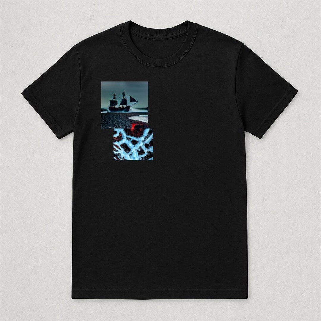 Ship Offset - Surreal Abstract Art Black Tshirt, Unisex, Streetwear ...
