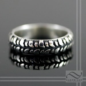 Ladies Mud Bogger Tire Tread Wedding Ring - Narrow Design - Sterling ...