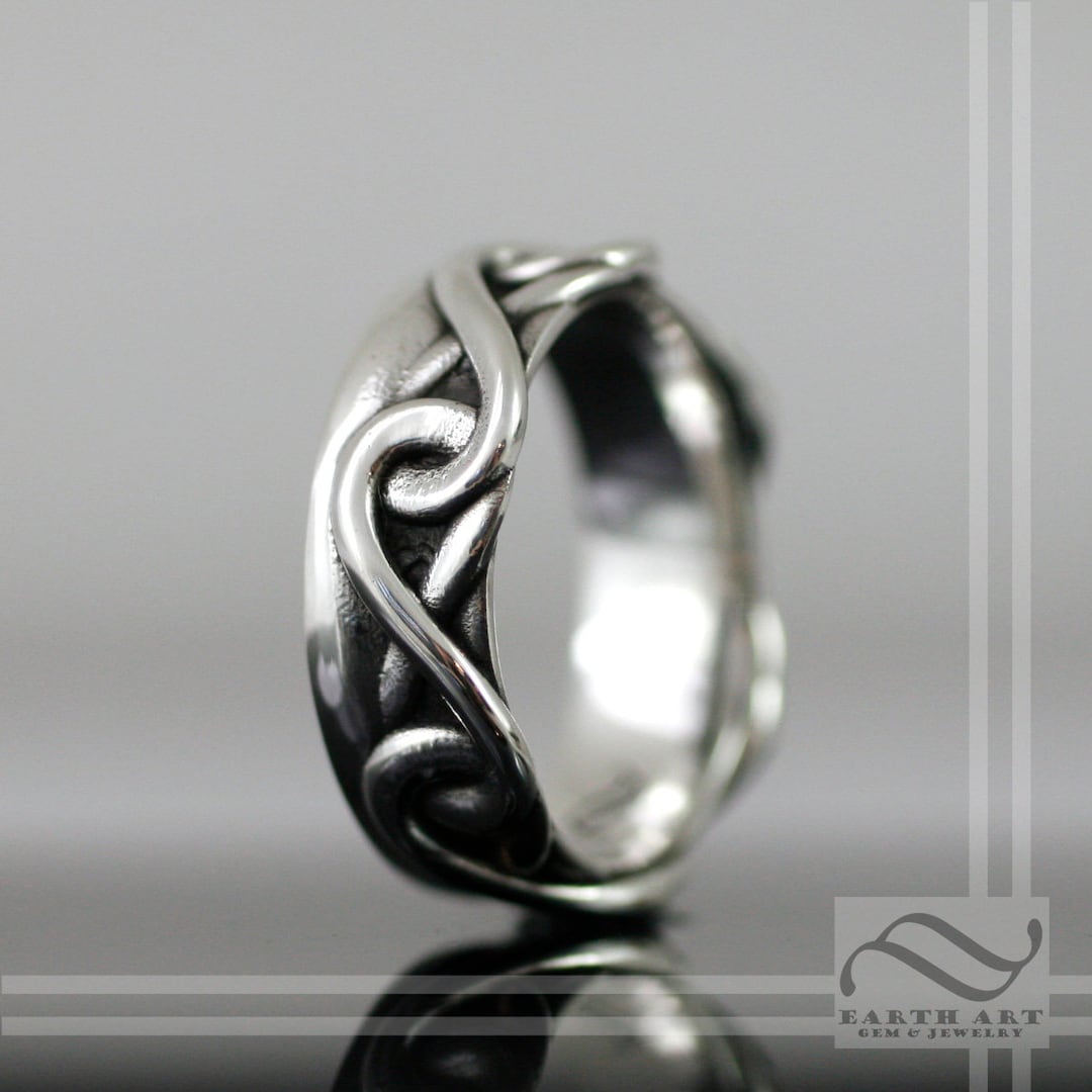 Mens Infinity Link Ring - Sterling Silver or Gold Wedding Band - Etsy