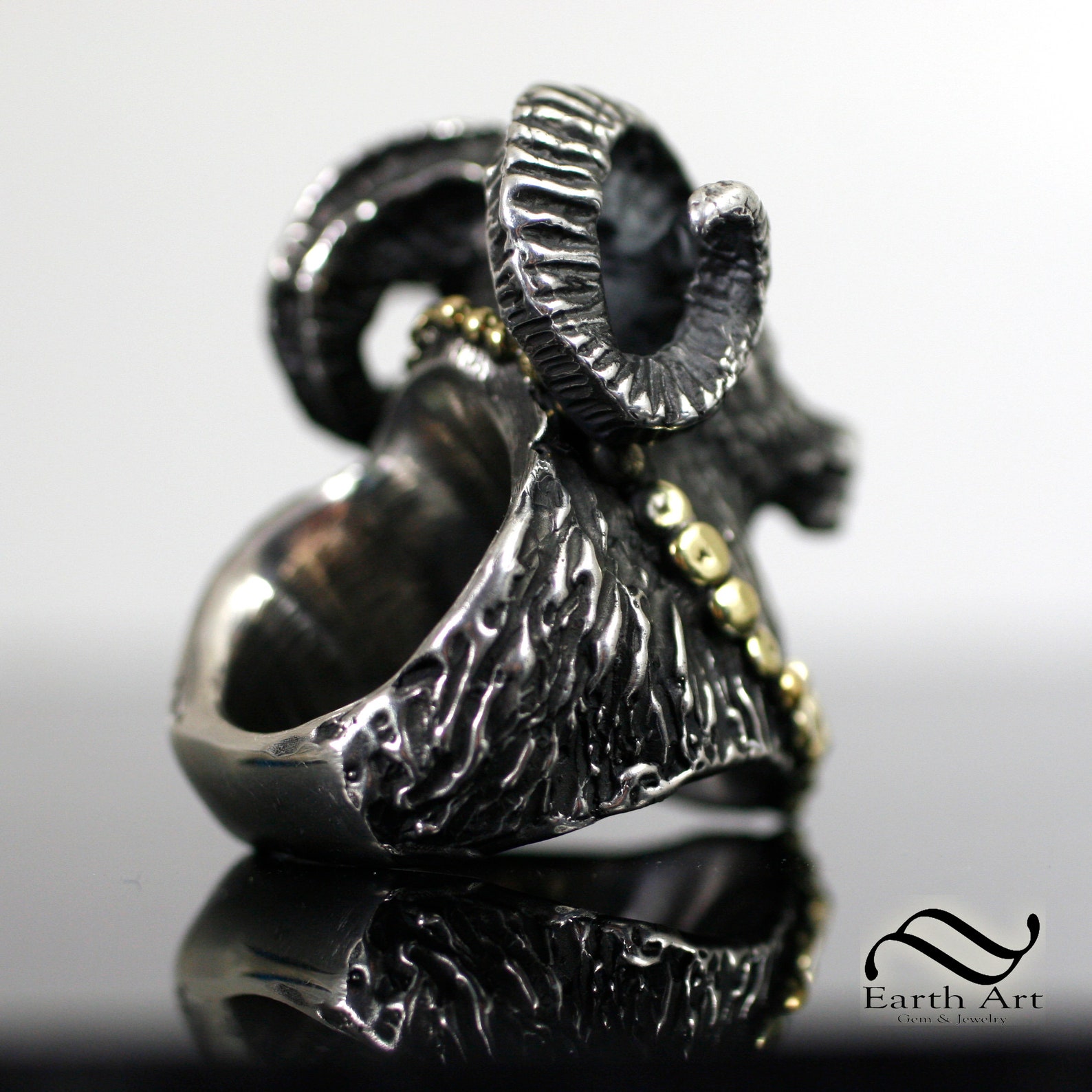 Rams Head Ring in 18k and Sterling With Sapphire - Etsy