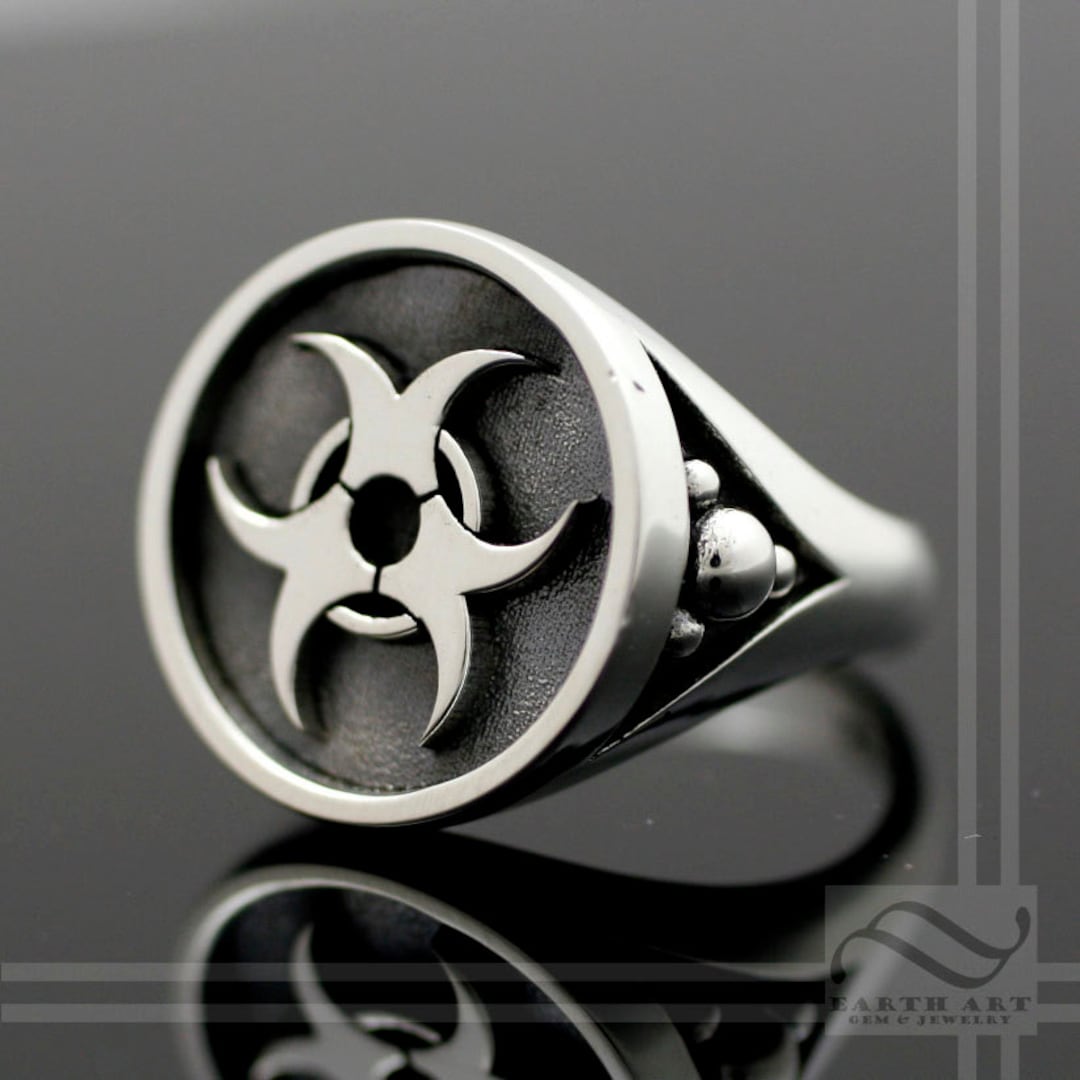 Bio Hazard Signet Ring- Solid Sterling Silver - Etsy