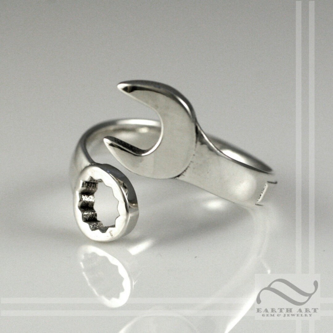 Wrench Ring in Solid Sterling Silver - Adjustable Unisex Band - CUSTOM ...