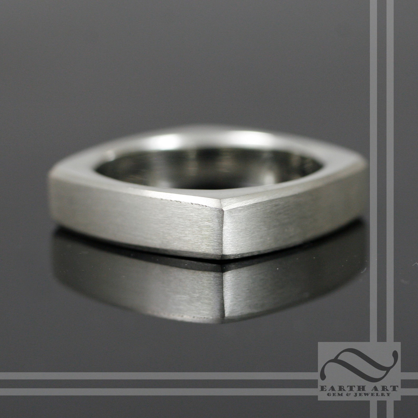 The Silver Square Squircle Ring Solid Sterling Silver Mens | Etsy