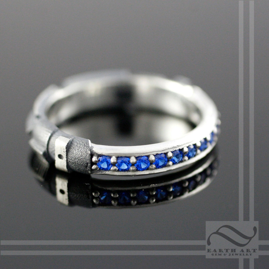 Sapphire Light Saber Ring - Sterling Silver - Geeky Blue Wedding Band ...