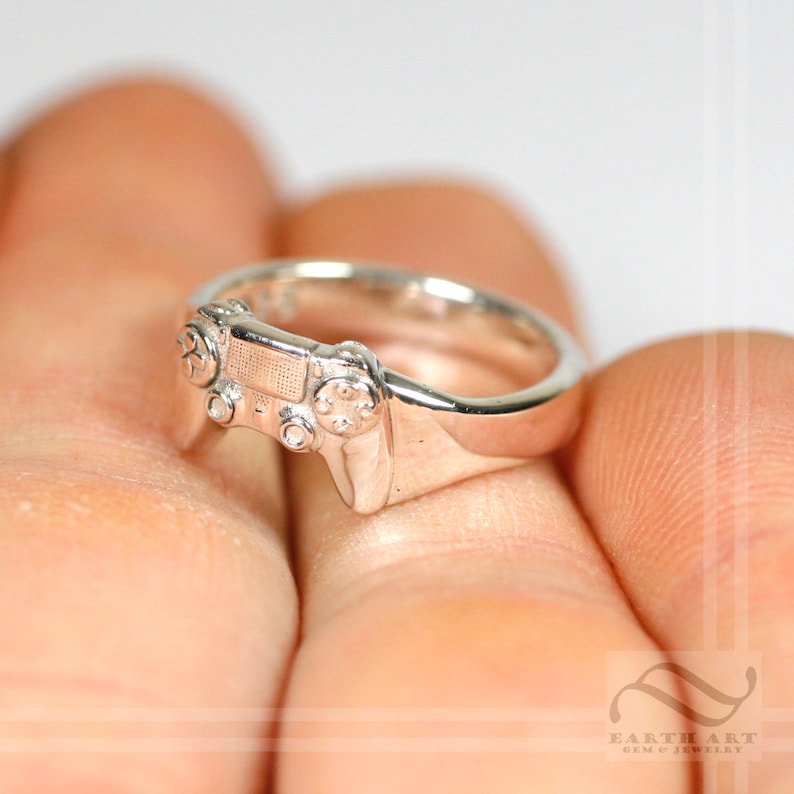PS4 Controller Ring Sterling Silver Gamer Ring Geeky - Etsy