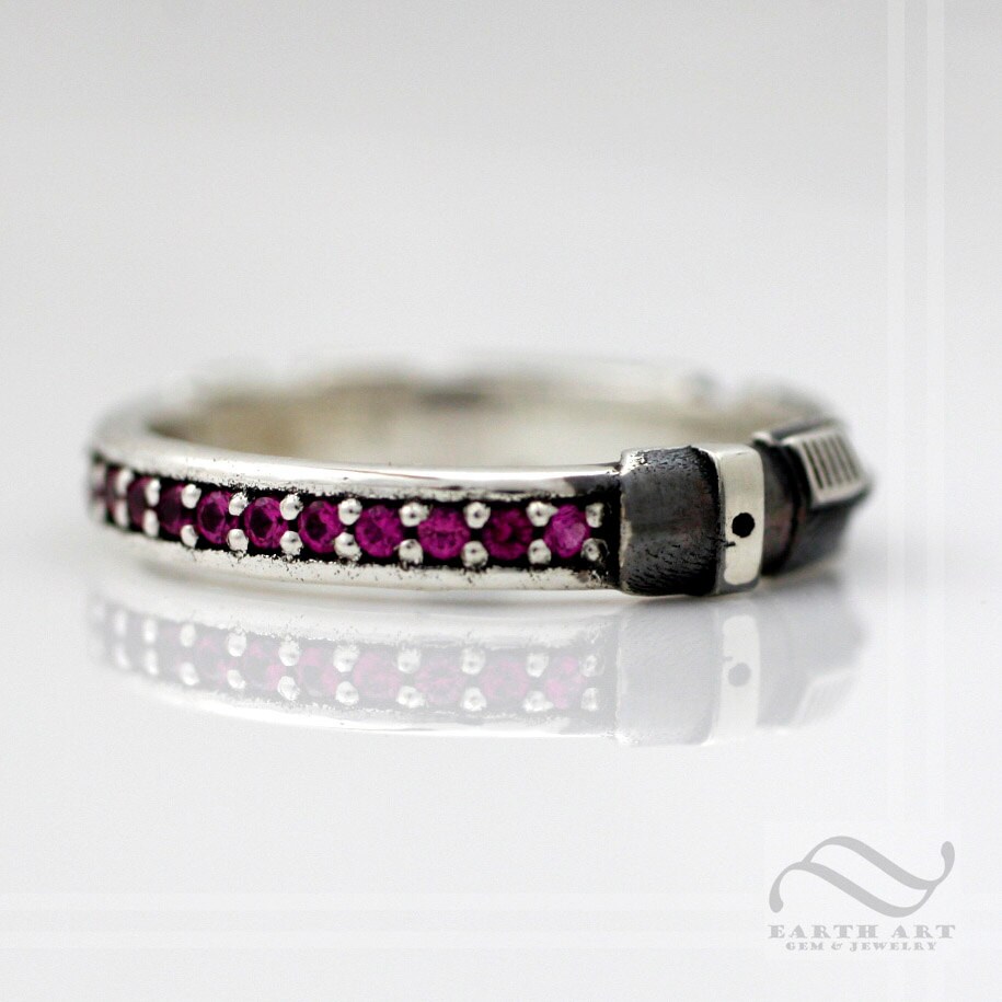 Ruby Light Saber Ring - Sterling Silver - Oxidized and Polished Finish ...