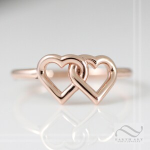 Double Love Heart Ring Made in Your Choice of Metal and Size ...