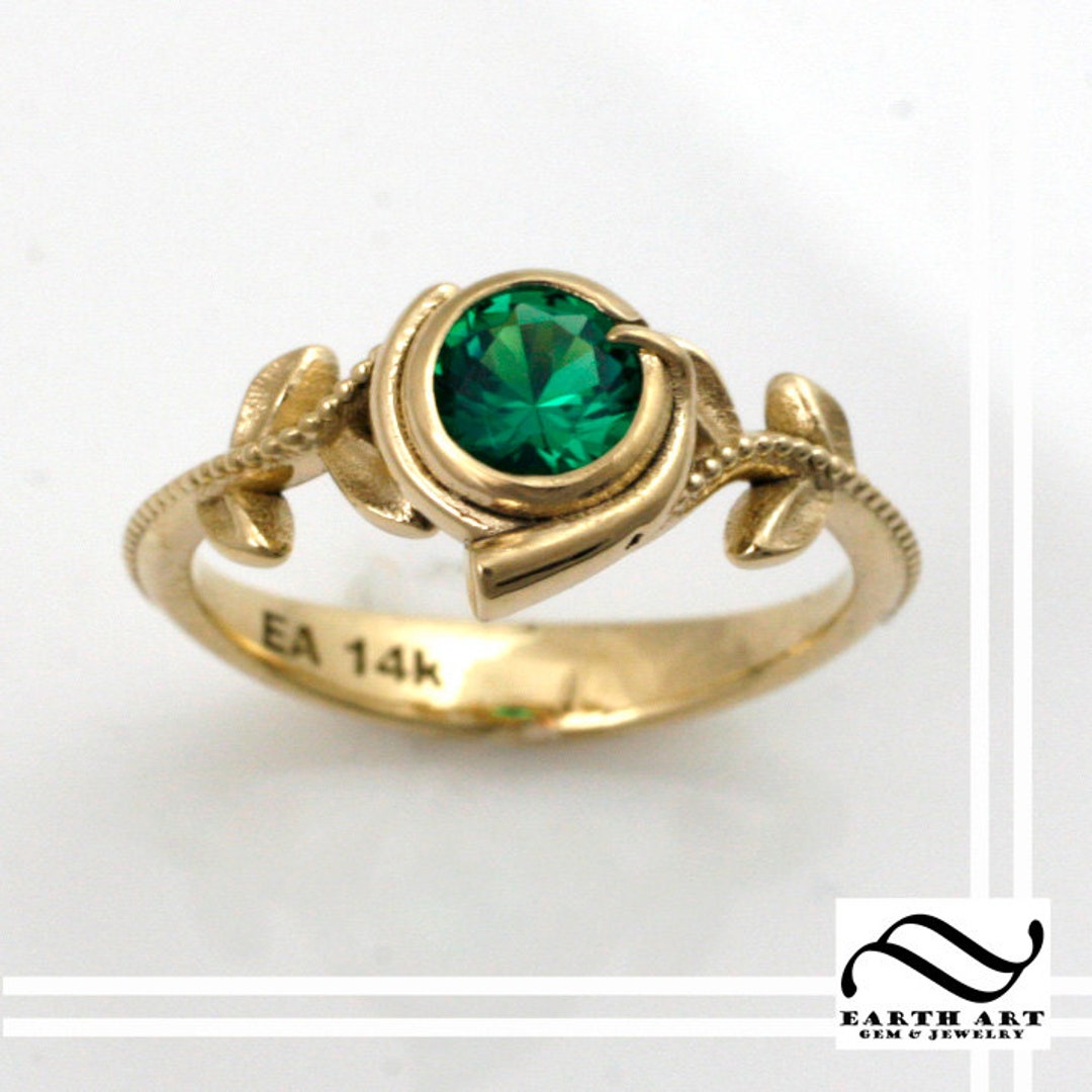 Kokiri Emerald Ring - Legend of Zelda - Geeky Engagement Ring - 14k ...