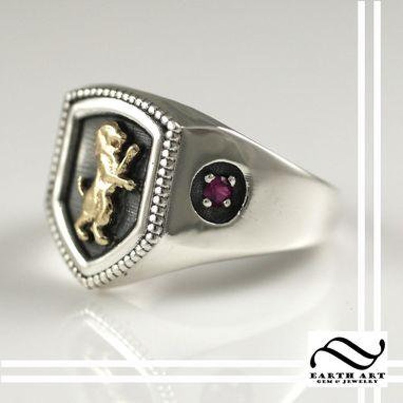 House Signet Ring the Lion Sterling Silver and 14k Yellow - Etsy