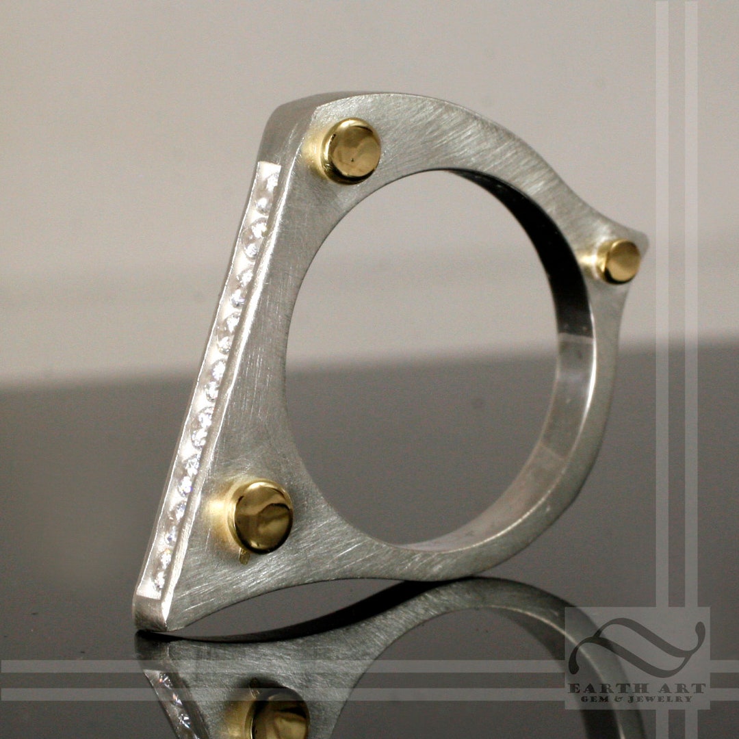 Modern Channel Set Stacking Ring - Sterling Silver and CZ or Gold and ...