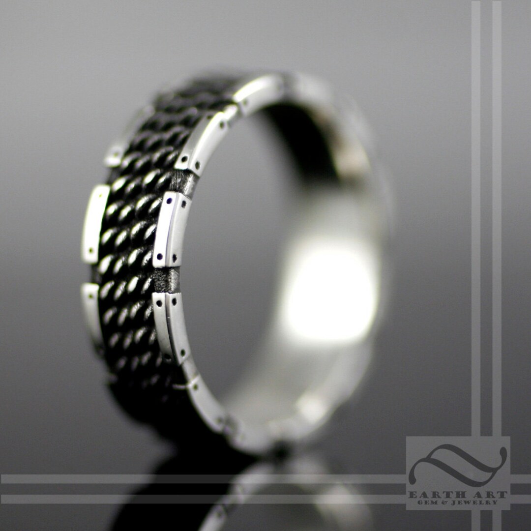 The Guardian - Mens Chainmail Armor Ring Sterling Silver - Etsy