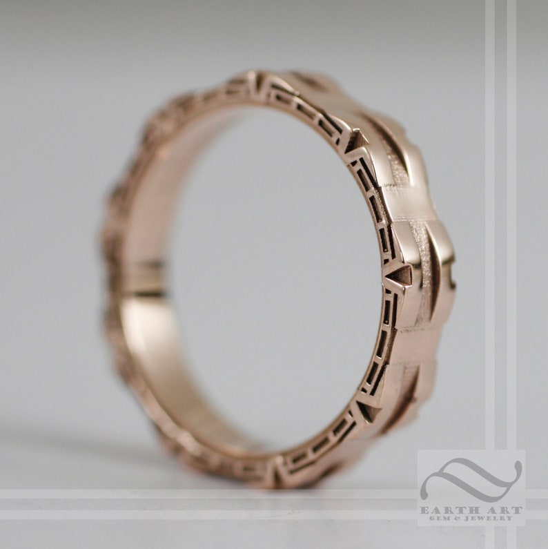Stargate Ring 14k Gold Geeky Wedding Band Yellow Rose - Etsy
