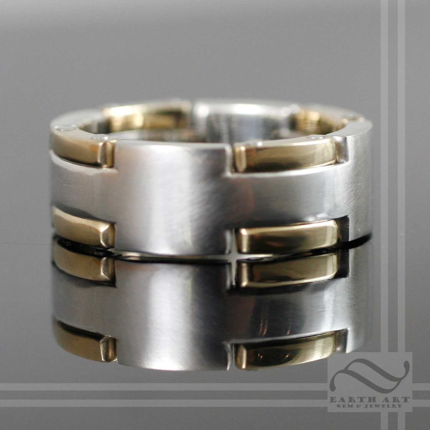 Gold Link Rivet Ring A two tone mens rugged steampunk | Etsy