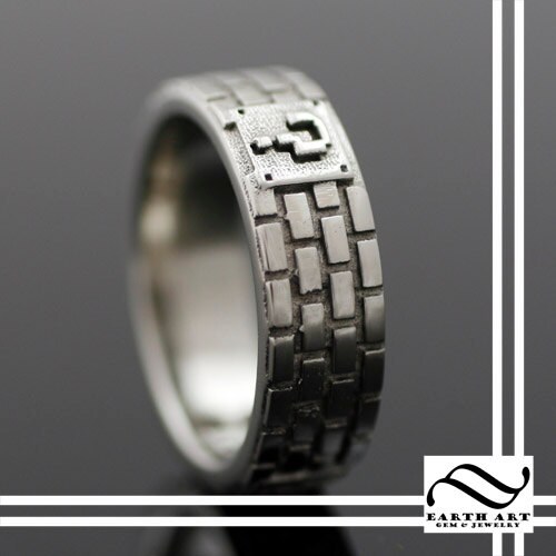 14k Gold Super Mario Bros Brick Ring A White Rose or Yellow - Etsy