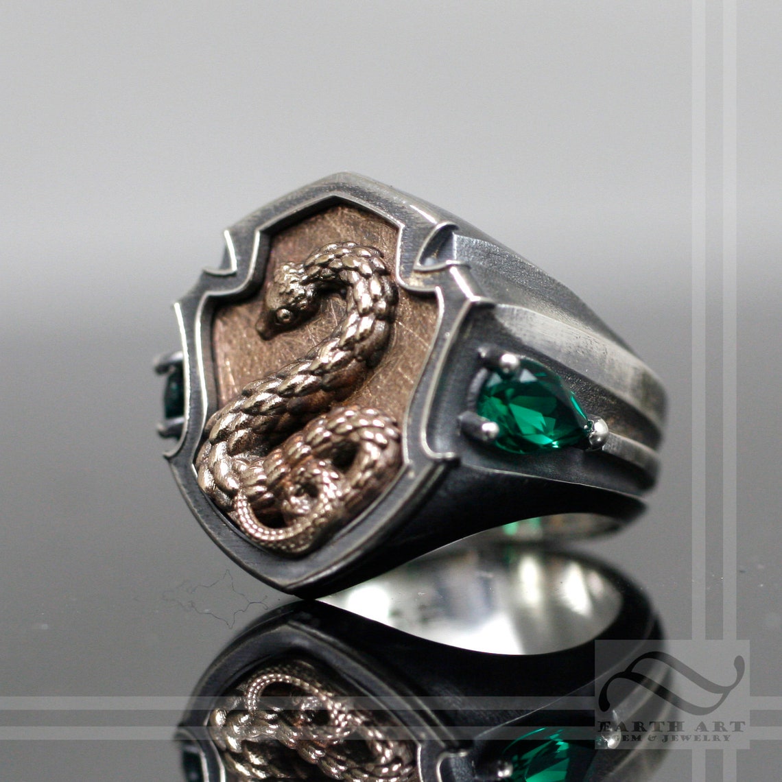 Deluxe House Signet Ring - the Serpent - Sterling Silver and Ancient ...