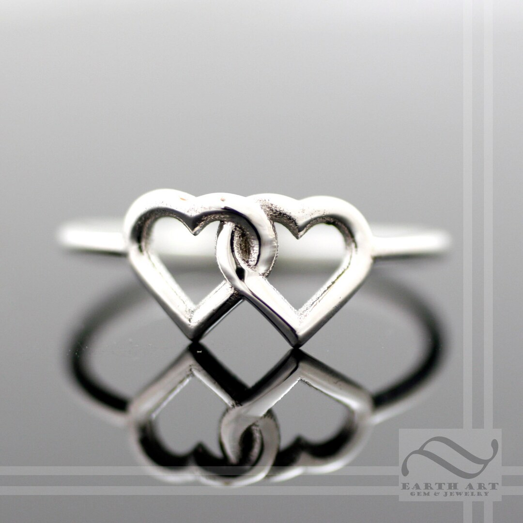 Double Love Heart Ring Made in Your Choice of Metal and Size ...
