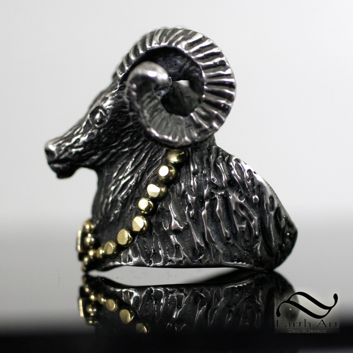 Rams Head Ring in 18k and Sterling With Sapphire - Etsy